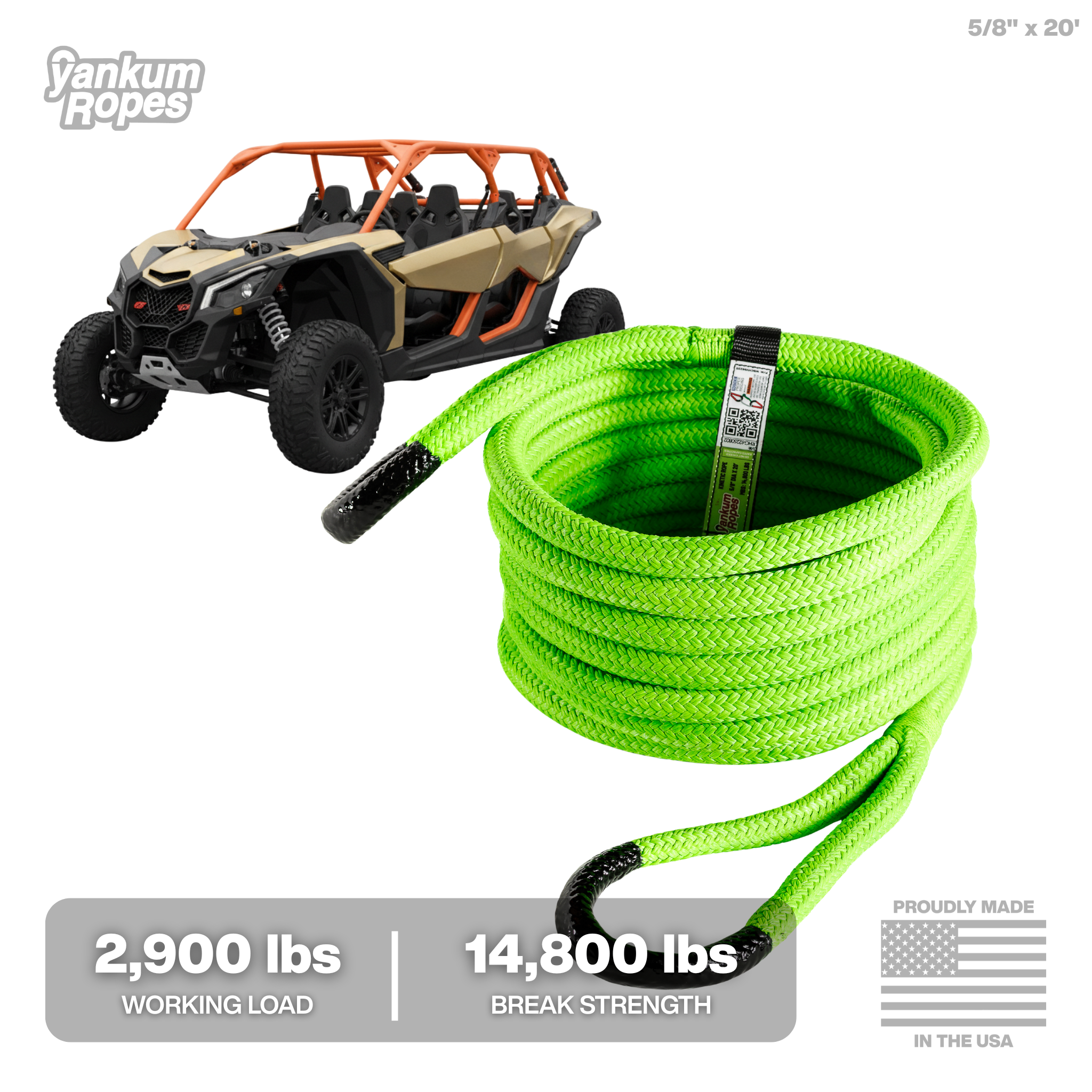 Hi-Vis Kinetic Recovery Rope – GustoVans